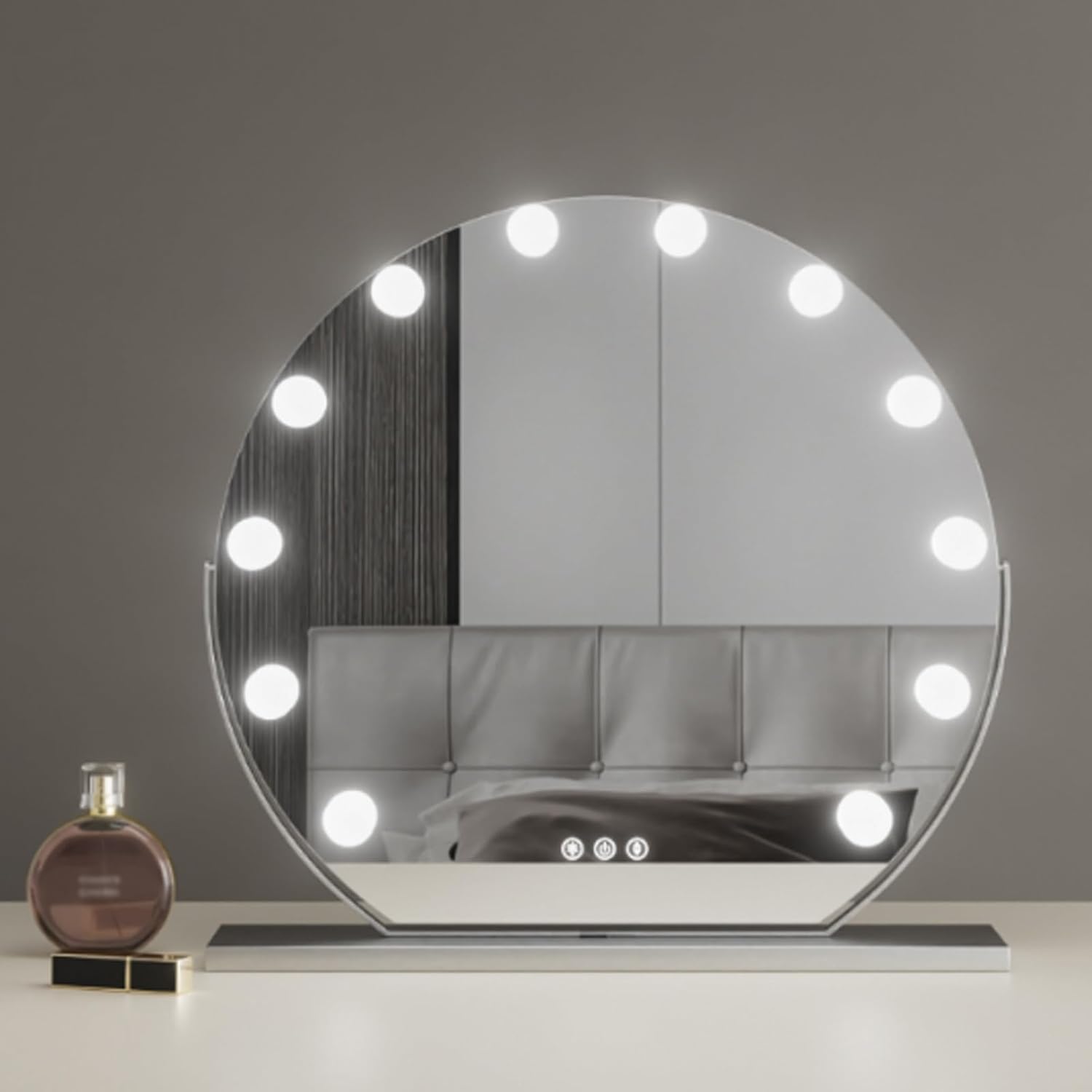 Amazon.com - LED Tabletop Vanity Mirror, Round Standing Makeup Mirror ...