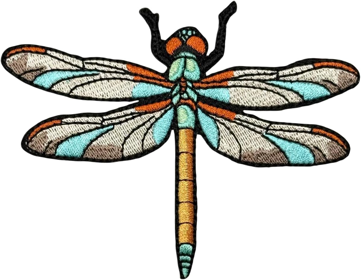Amazon.com: 3.5" Embroidered Dragonfly Iron On Patch | Decorative ...