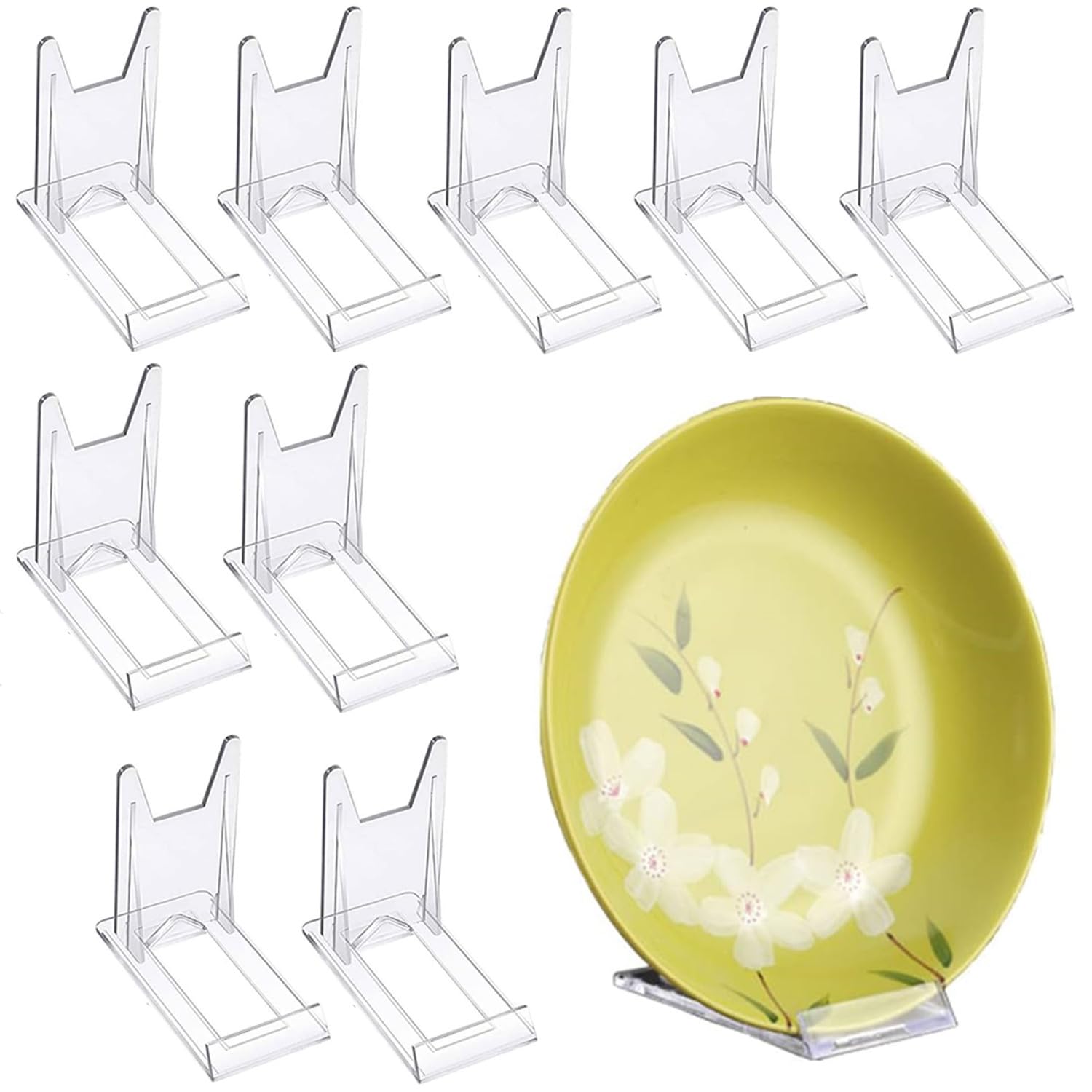 10 Pcs Clear Plastic Plate Stands, Angle Adjustable Plastic Display ...