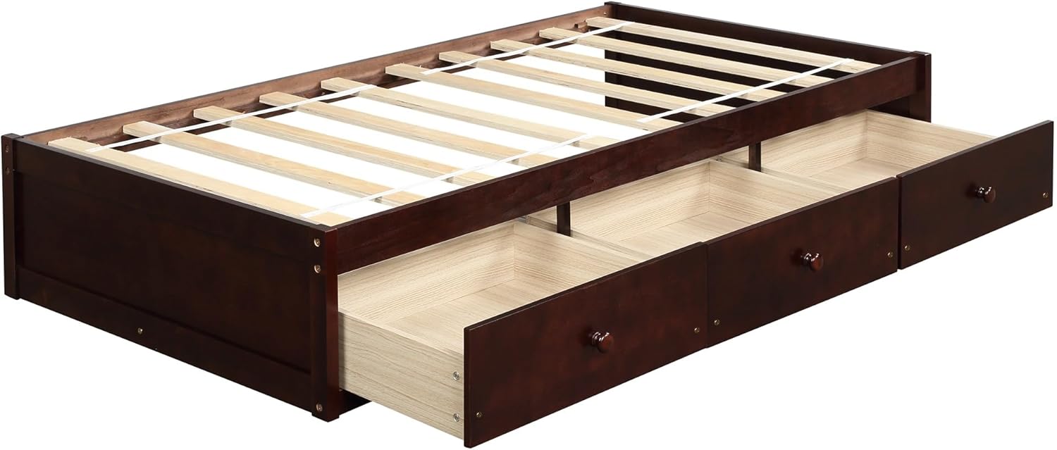 Amazon.com: SECOLI Sturdy Wood Twin Size Bed Frame Twin Size Platform ...