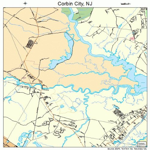 Amazon.com: Large Street & Road Map of Corbin City, New Jersey NJ ...