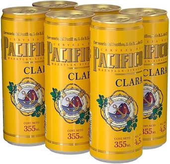 Pacífico Cerveza Clara Lata 6x355ml, 6x355ml : Amazon.com.mx: Alimentos ...