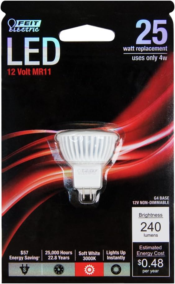 Feit Electric BPMR11/LED 25W Equivalent Mr11 G4 Base LED Light Bulb ...