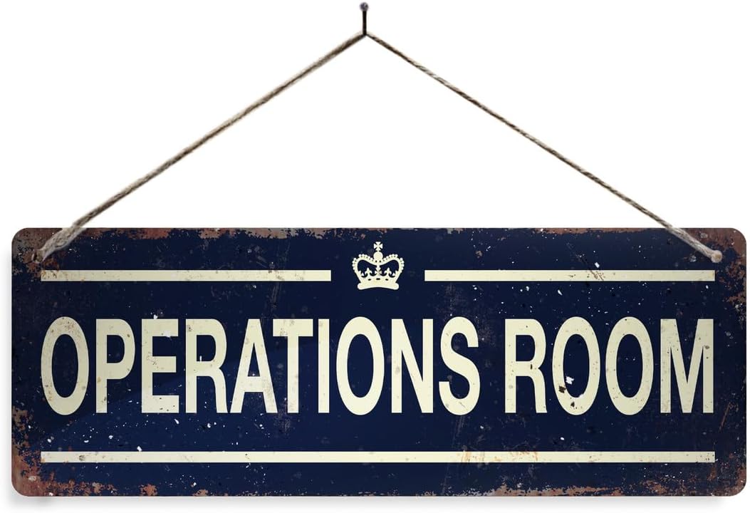 WW2 Operations Room - Blue. Large metal sign with sticky pads (no holes ...