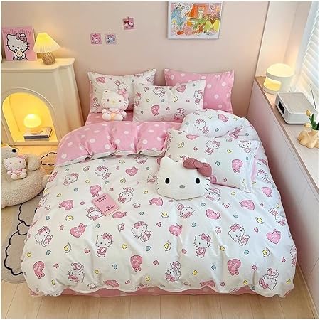 Franco Sanrio Hello Kitty - Juego de Cama de 5 Piezas de edredón y ...