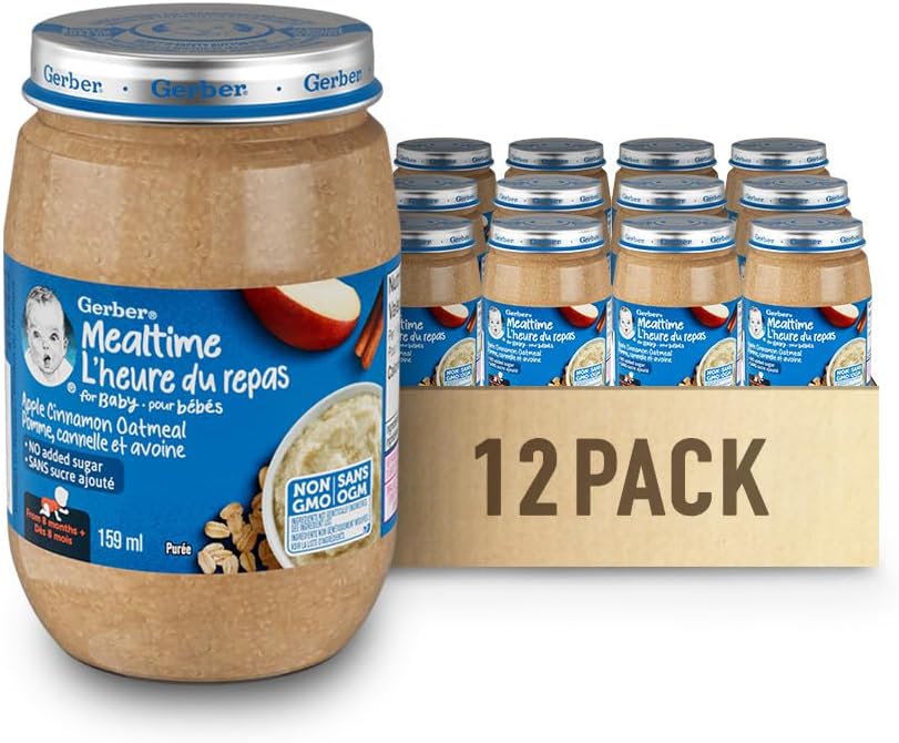 Gerber Mealtime Apple Cinnamon Oatmeal Purée, for Babies and Toddlers 8 ...