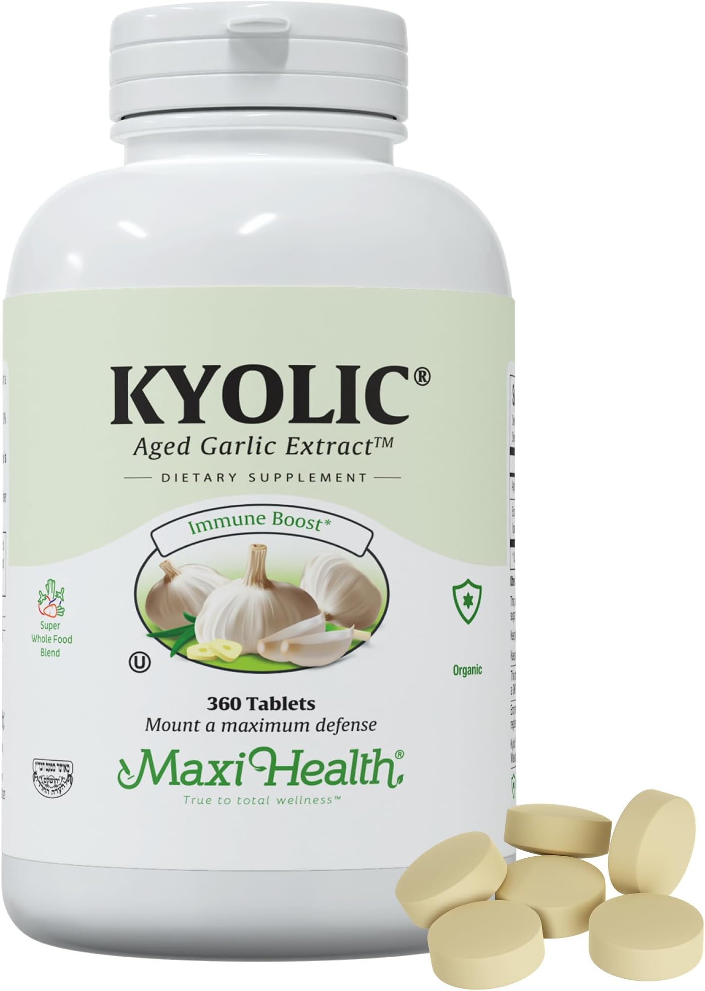 Amazon.com: Maxi Health Kyolic Organic Garlic Supplement - Kosher ...