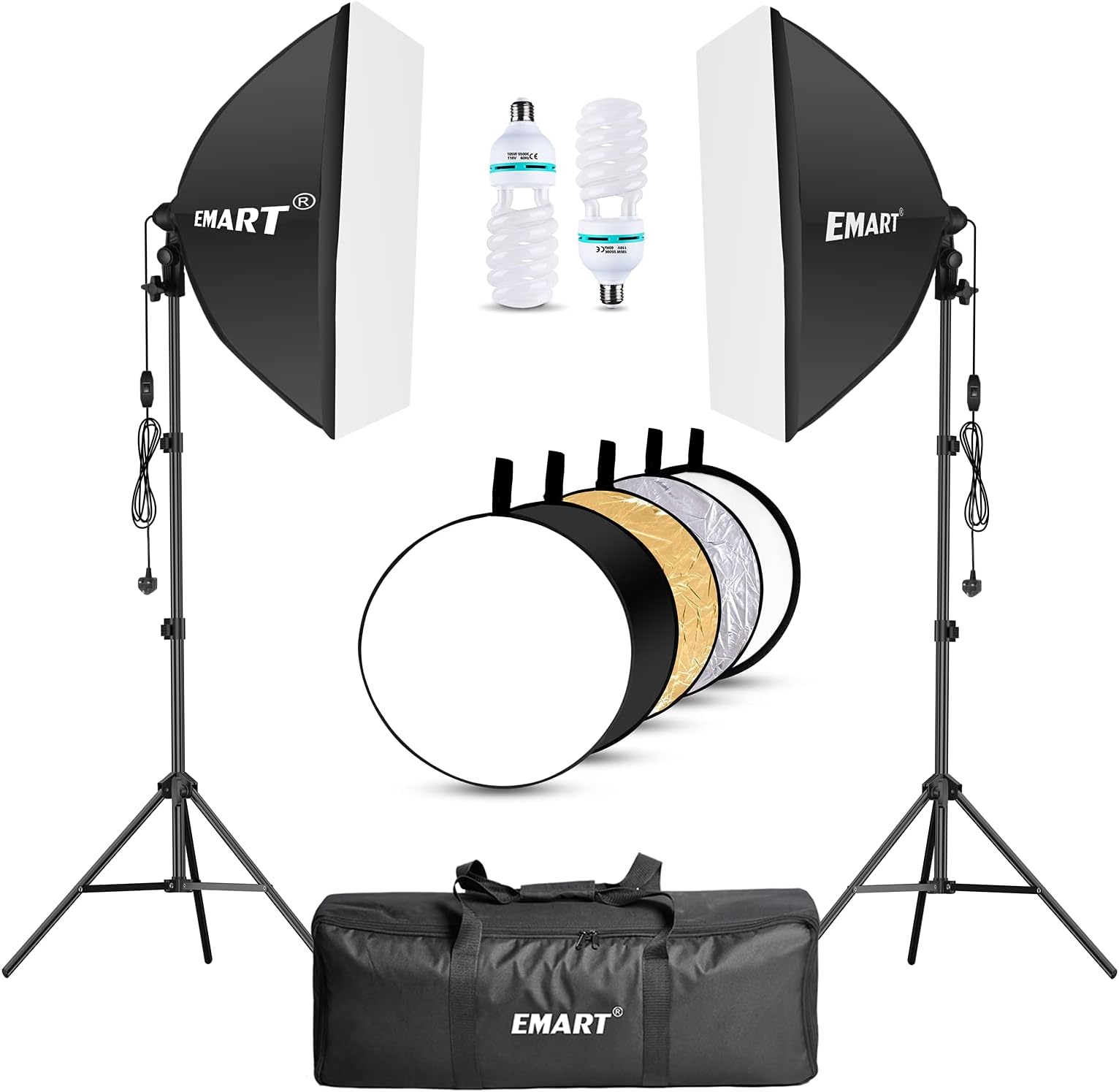EMART Softbox Lighting Kit 60x60cm, Continuous Soft Box Lights Set,Home ...
