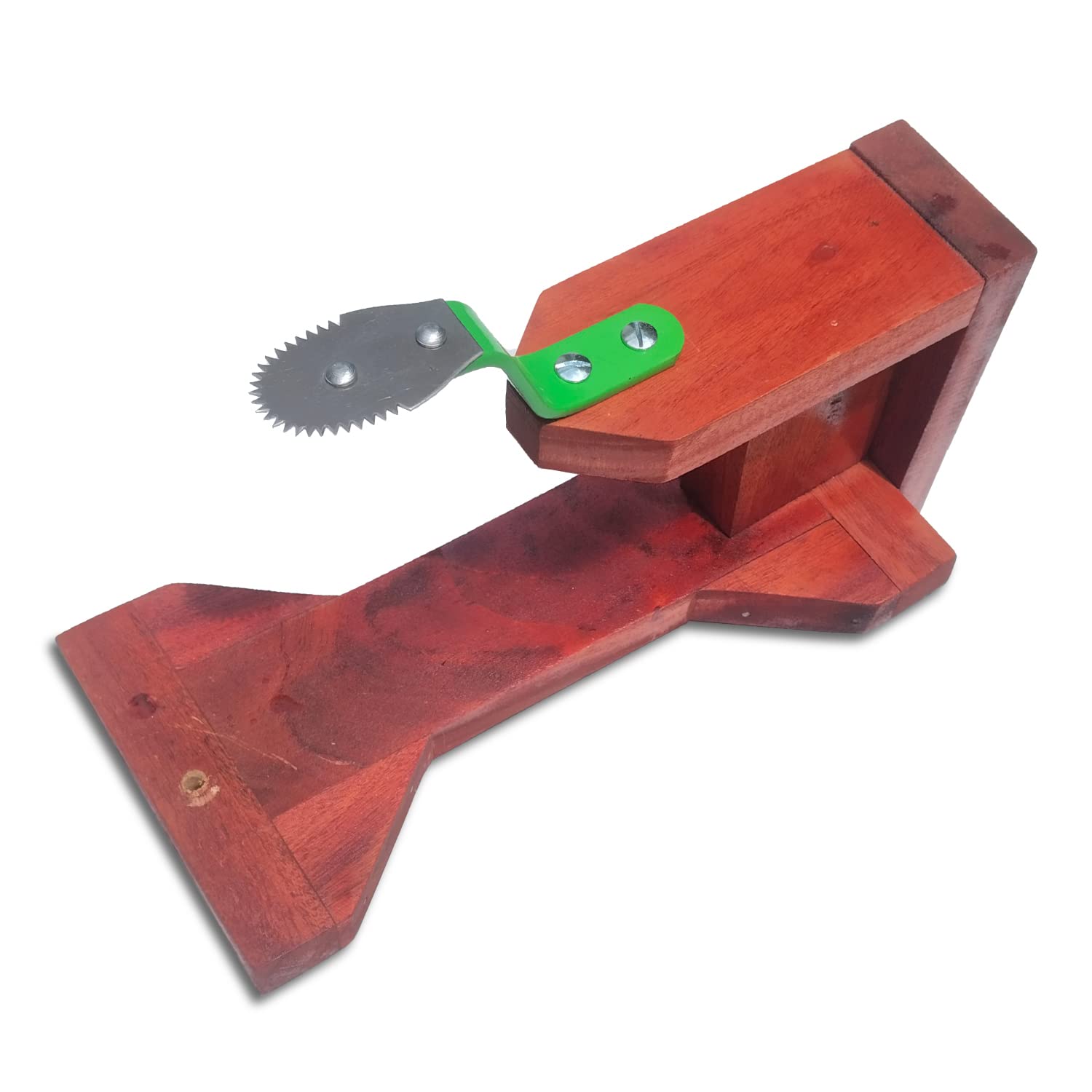 Xillion Coconut Scraper with Mahagony-Wooden Base and Fixed Stainless ...