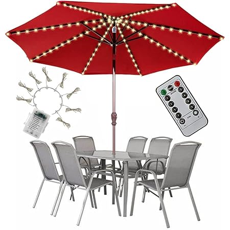 Patio Umbrella Lights 8 Lighting Mode 104 LED String Lights with Remote ...