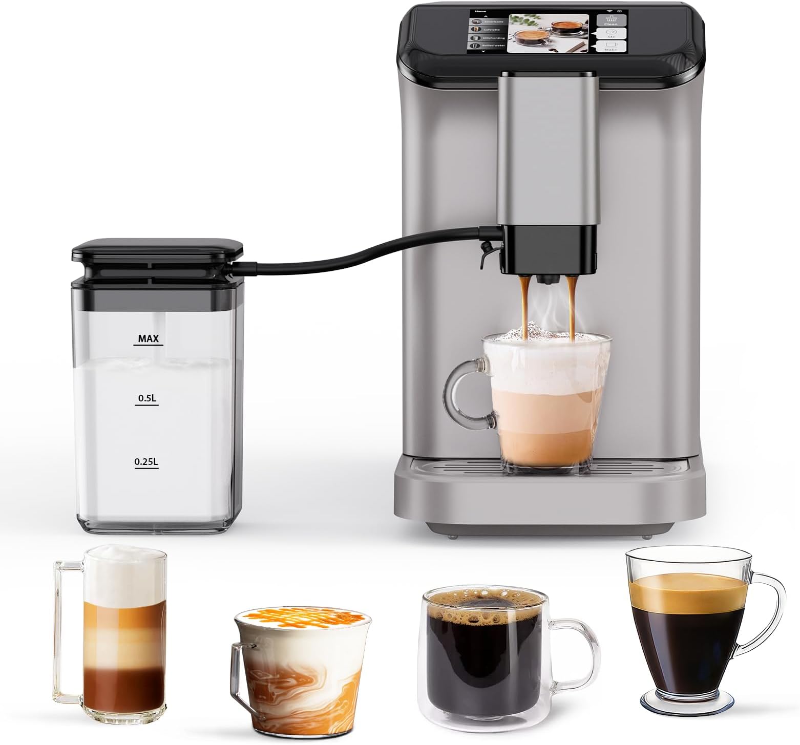 Amazon.com: PAKROMAN Fully Automatic Coffee Machine,With a 19 Bar ...