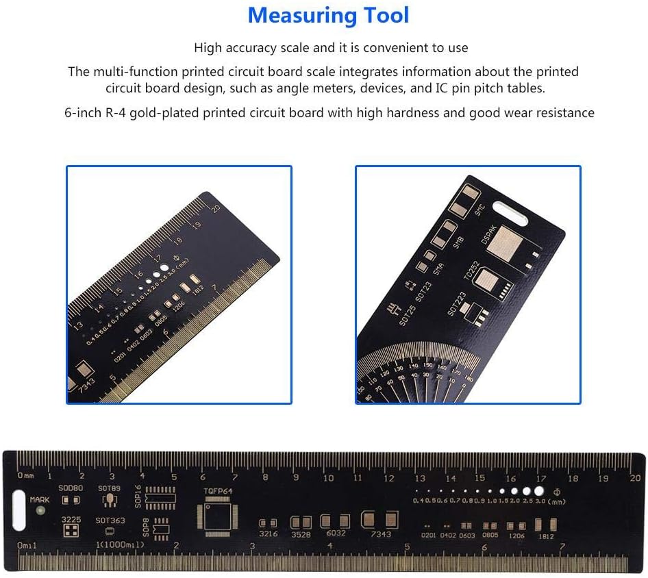 Rules Multifunction Ruler 7.8in Black Electronic Engineers PCB Ruler ...