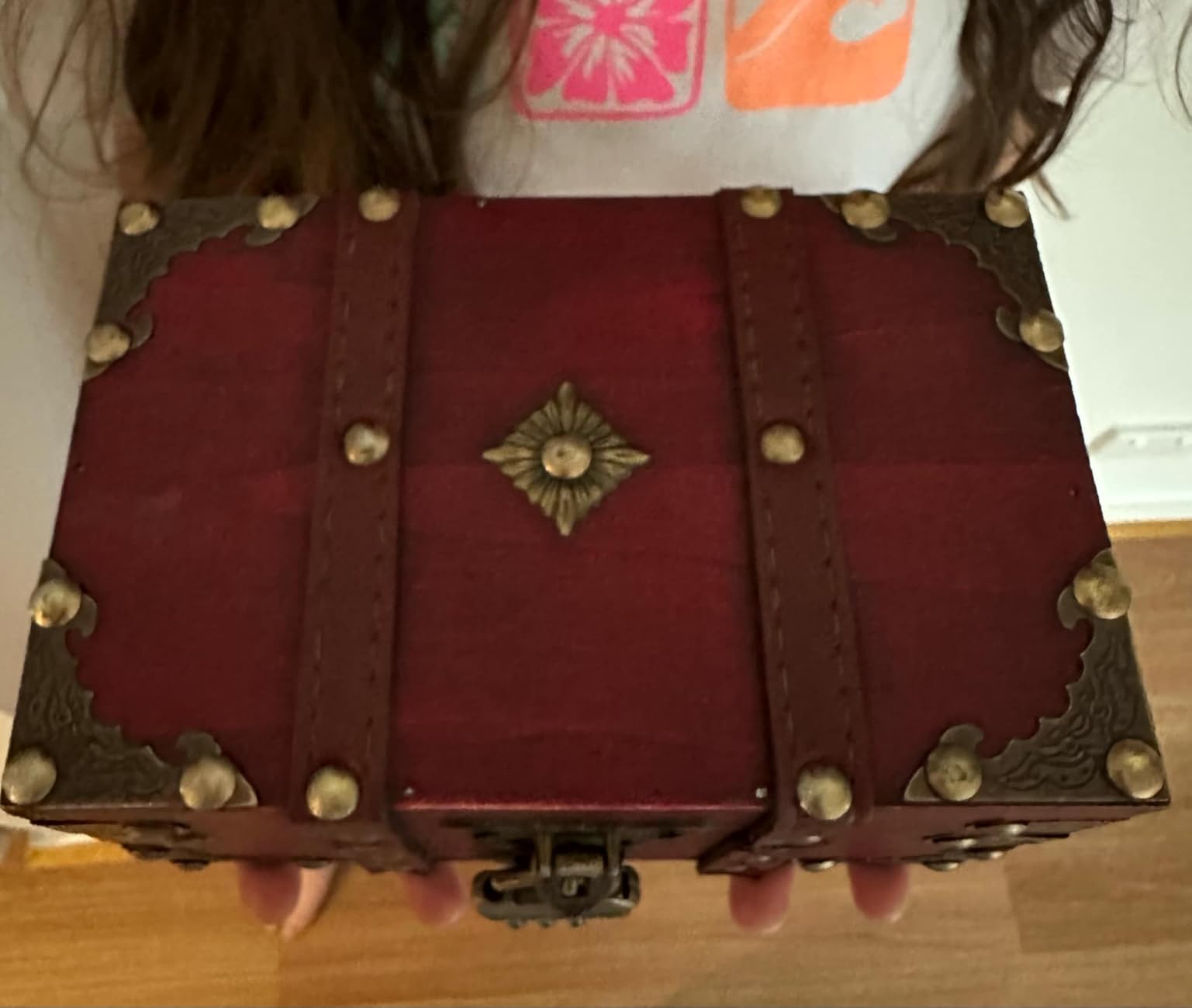 Wood and Leather Treasure Chest Box,Wooden Treasure Chest with Lock ...