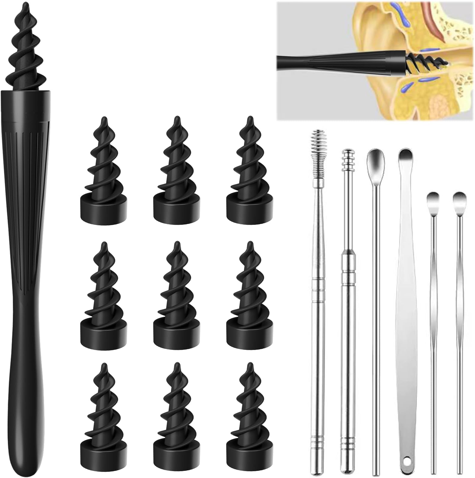 Amazon.com: 12 Pcs Q-Grips Ear Wax Removal-Spiral Ear Wax Removal Tool ...