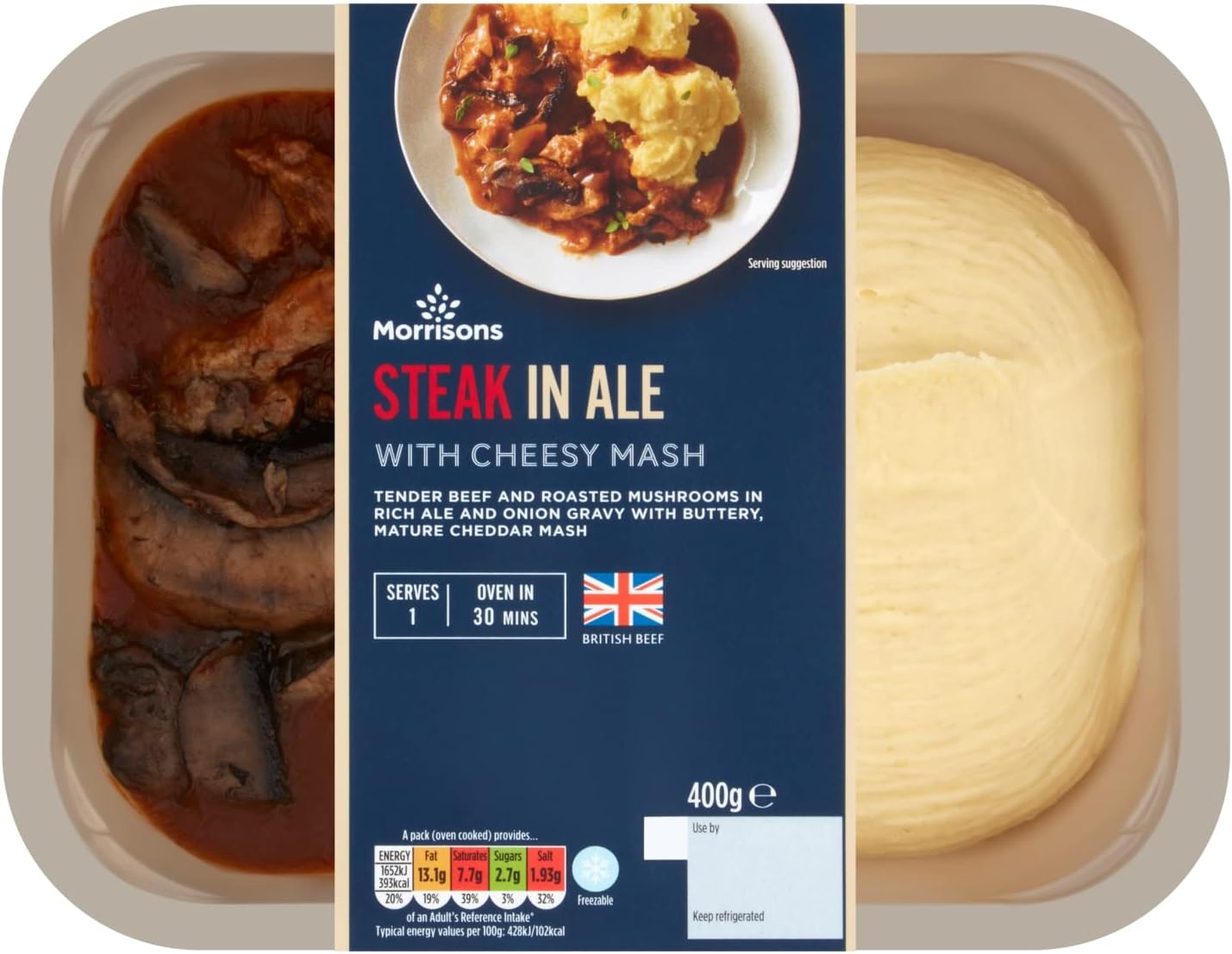 Morrisons Steak in Ale With Cheesy Mash, 400g : Amazon.co.uk: Grocery