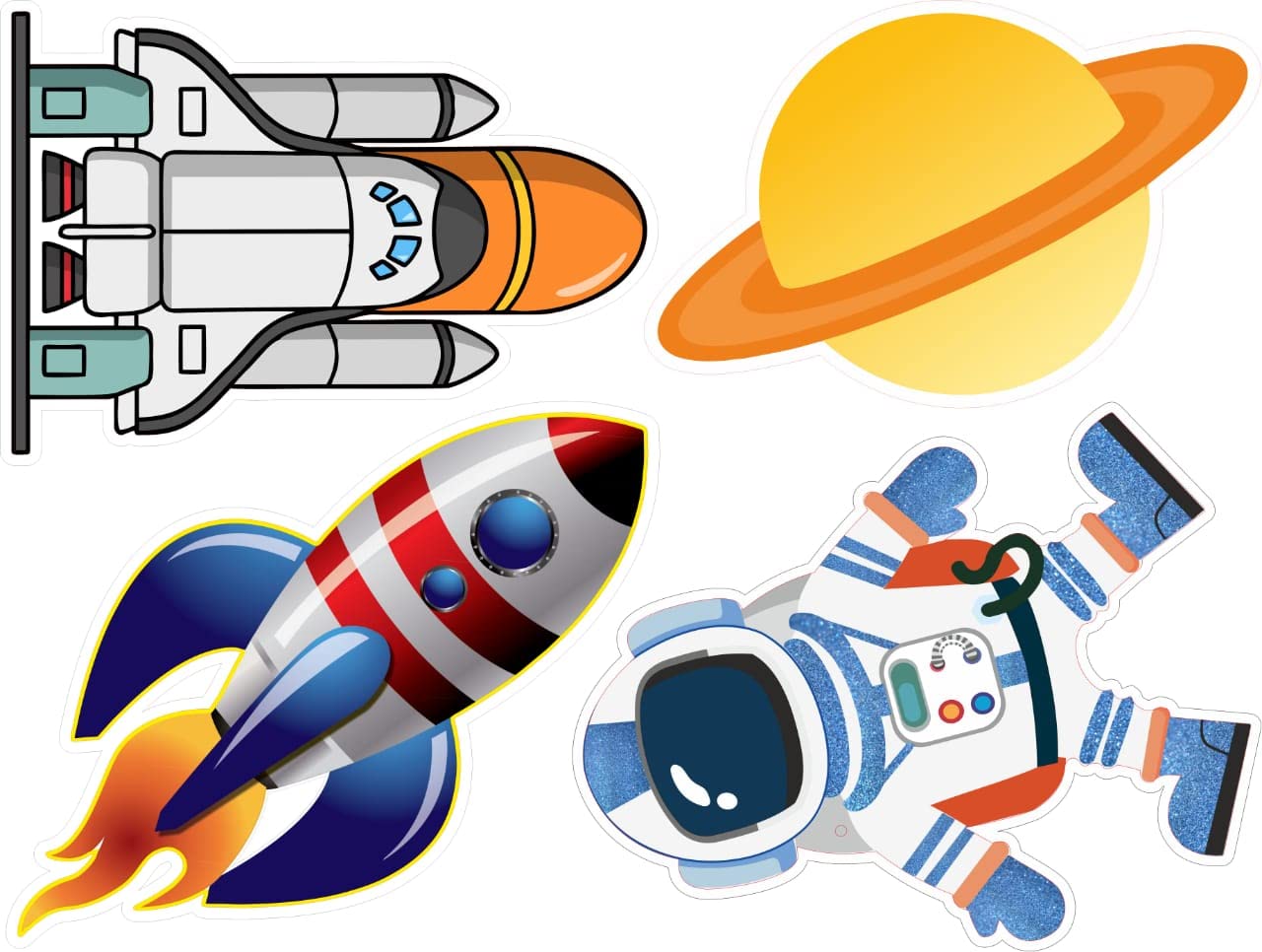 PartySanthe space Theme Happy Birthday Decorations Party Cutouts 4 Pcs ...