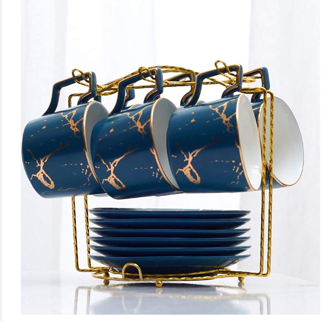 Amazon.com | MJWDP Marble Ceramic Coffee Cup Saucer Spoon Set 200ml ...