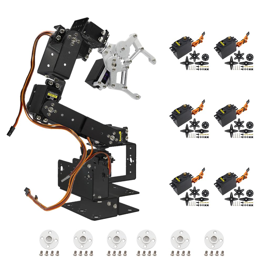 Diymore Black ROT3U 6DOF Aluminium Robot Arm Mechanical Robotic Clamp Claw Kits for Arduino in ...