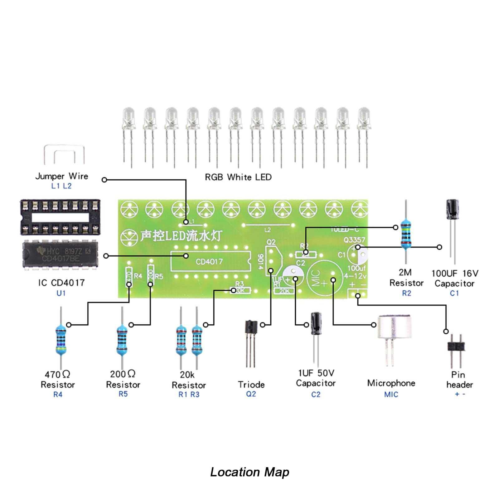 Snapklik.com : YIDAB Soldering Practice Kit Sound-Activated LED Chaser ...