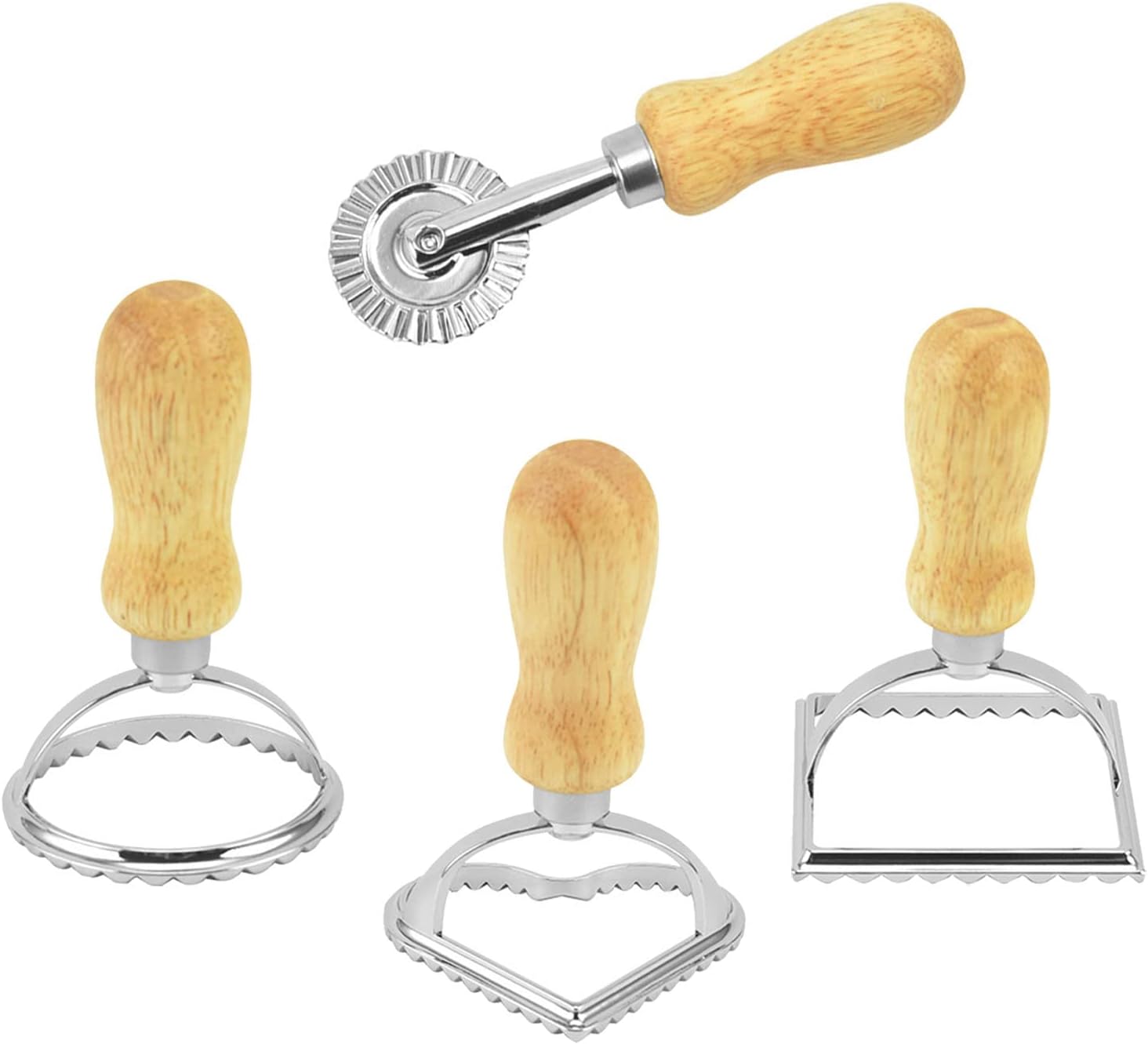 Amazon.com: Ravioli Stamp Maker Cutter with Roller Wheel Set, Wooden ...