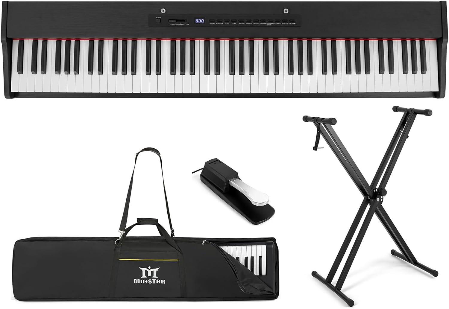 MUSTAR Digital Piano 88 Weighted Keys Keyboard, Full Size 88 Key Piano ...