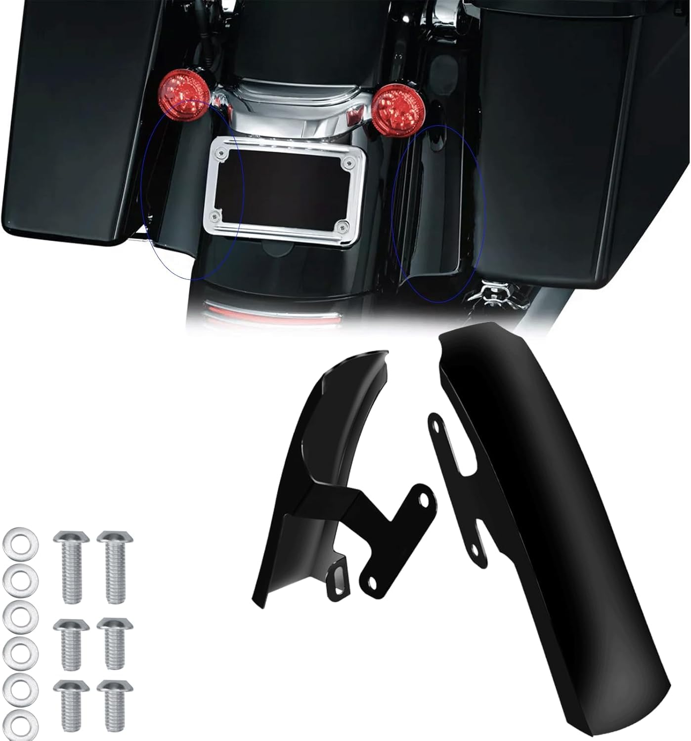 Snapklik.com : VPZMT Black Rear Fender Saddlebag Filler Panels Strip ...