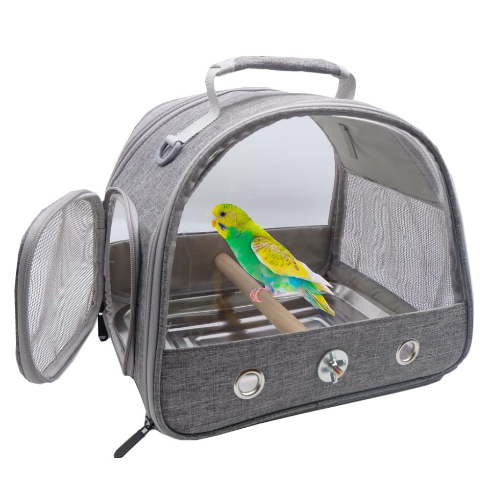 Bird Travel Carrier with Stand Perch and Stainless Tray,Portable Small ...