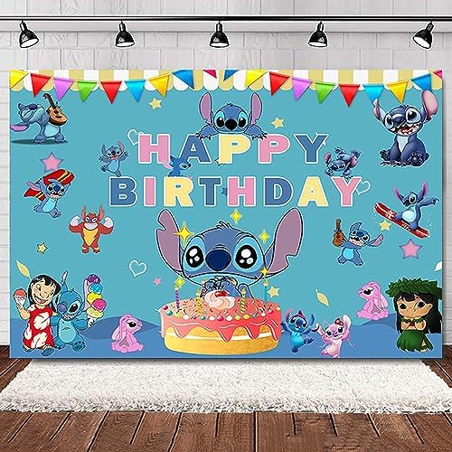 Stitch Backdrop,Stitch Theme Party Background Photo Booth Banner Large ...