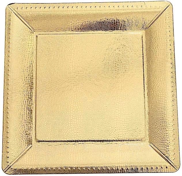 Amazon.com | 10 Square 13" Gold Disposable Paper Charger Plates Leather ...
