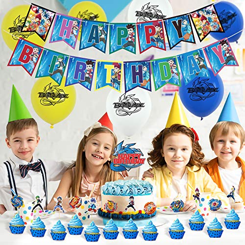 Beyblade Birthday Party Supplies, Include Banner Cake Topper - Want It All