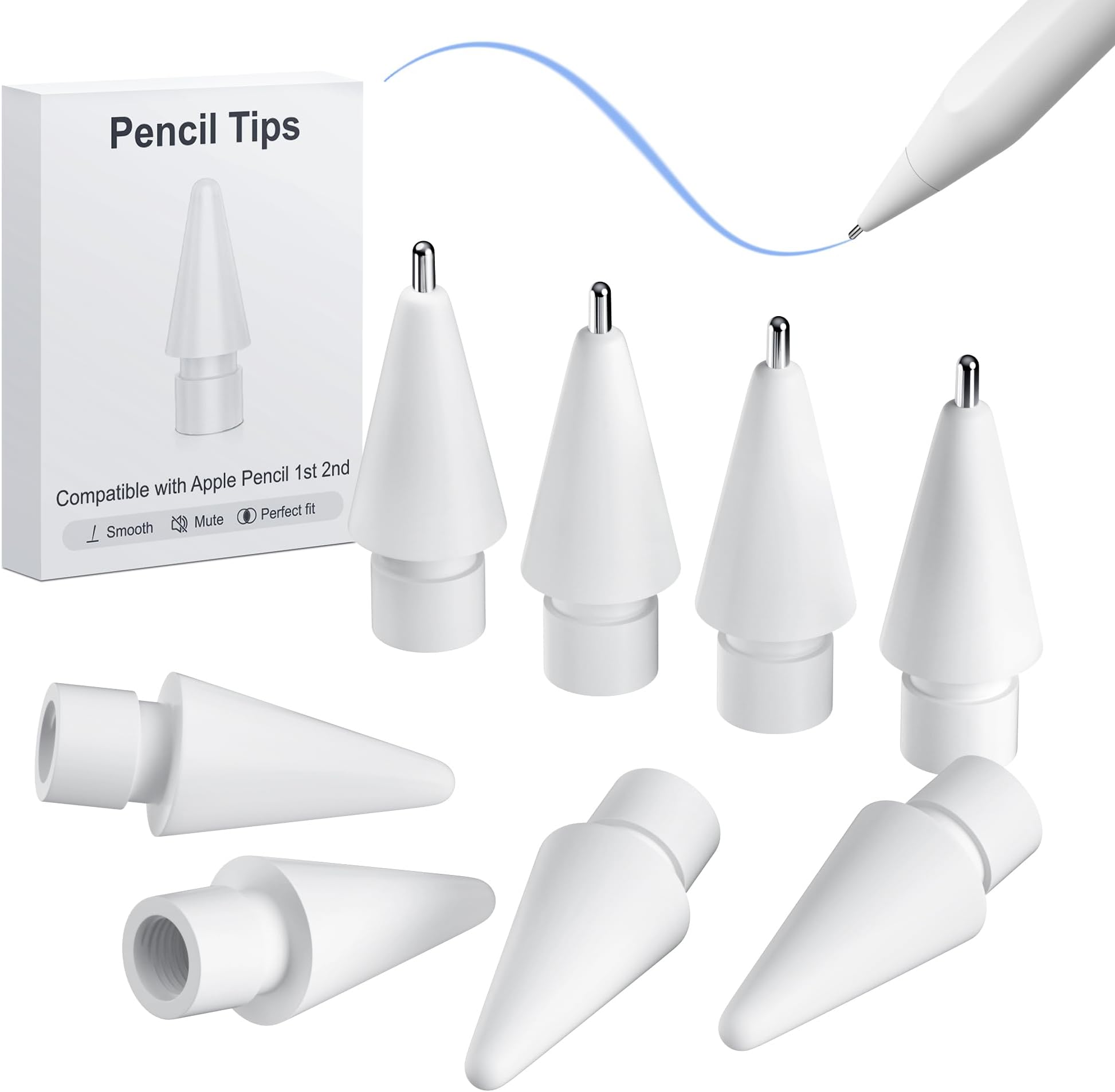 [8-Pack] Upgraded Pencil Tips Compatible with Apple Pencil 1st/2nd ...