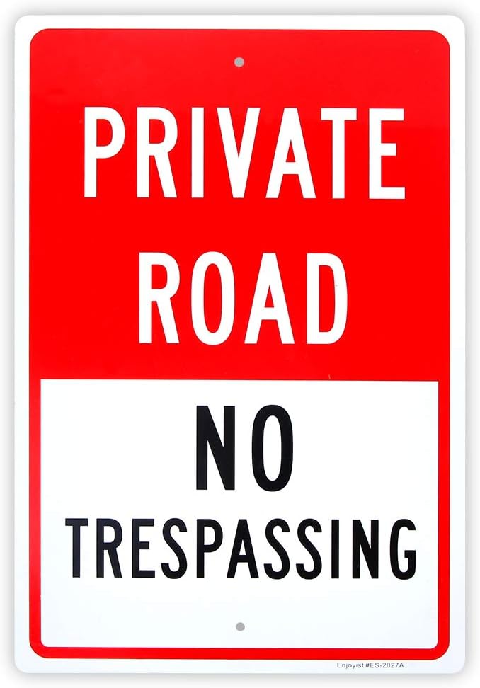 Amazon.com: Large Private Road No Trespassing Sign, 18"x 12" .04 ...