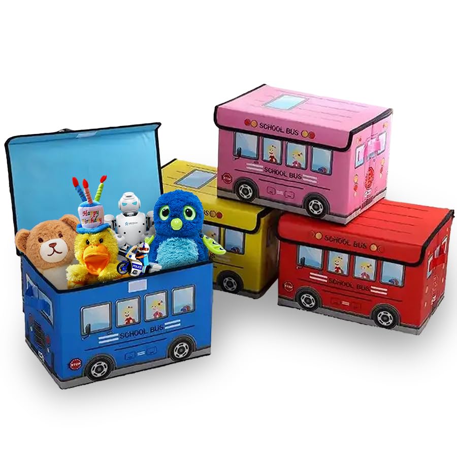 Amazon.com - Bus Storage Box for Kids, Foldable Toy Boxes Books ...