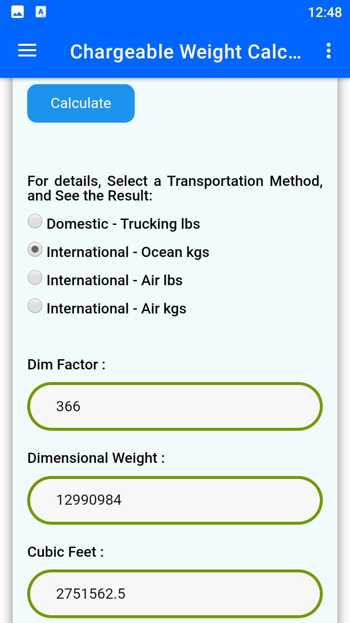 Chargeable Weight Calculator - App on Amazon Appstore