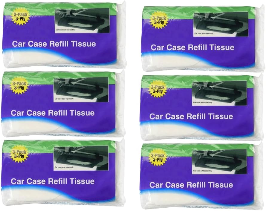 Amazon.com: Car Case Visor Refill 3 Ply Tissue Wipes 18Refills (6 Bags ...