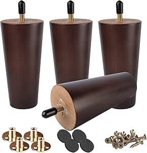 Amazon.com: Btowin 6 inch Solid Wood Furniture Legs, 4Pcs Mid-Century ...