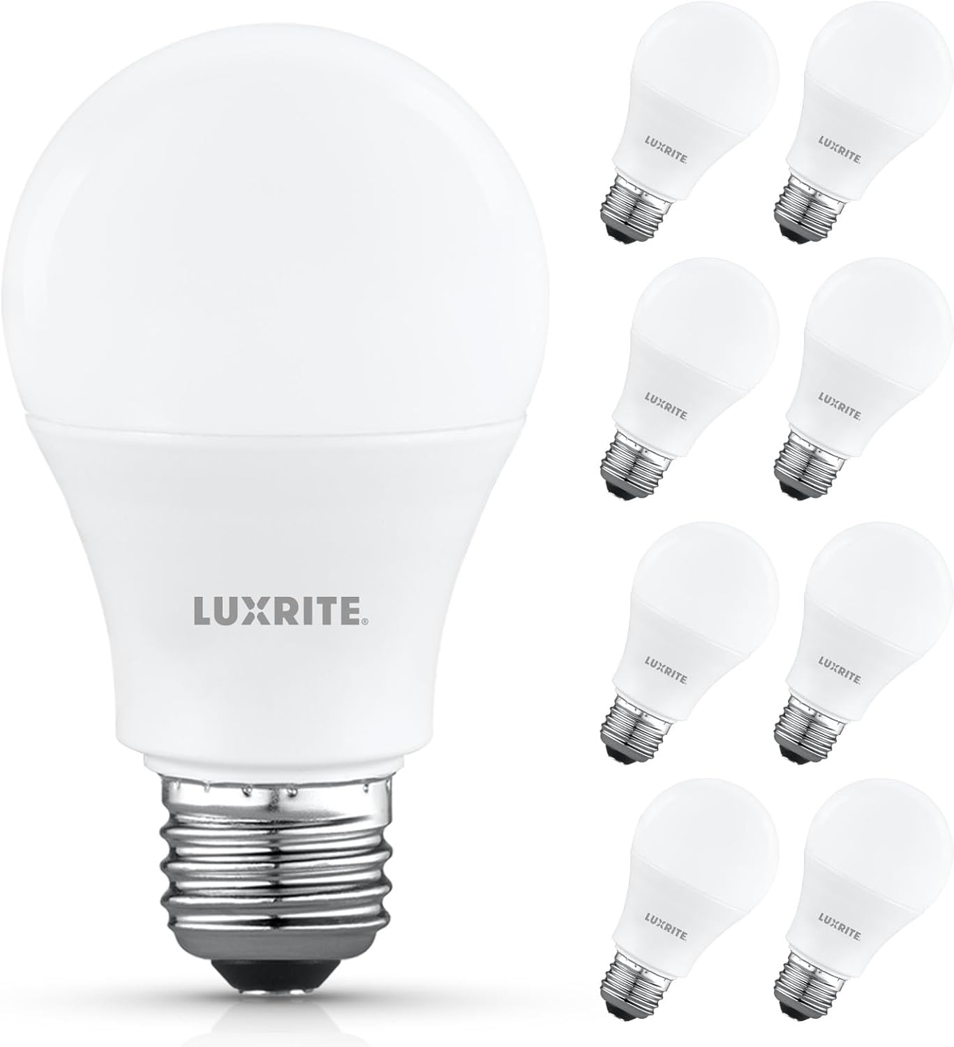 LUXRITE A19 LED Light Bulb 60 Watt Equivalent, Non Dimmable, CRI80 ...