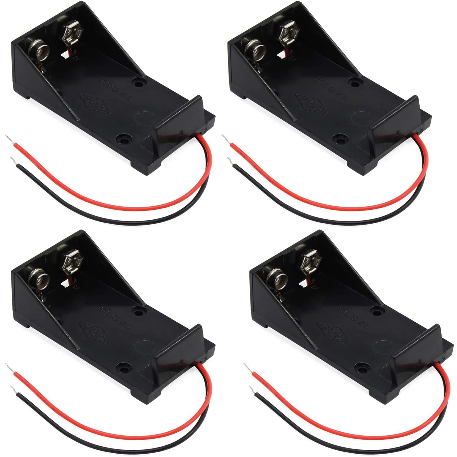 Amazon.com: AIMPGSTL 4Pcs 9V Battery Holder Box with 2X Spring Clip DIY ...
