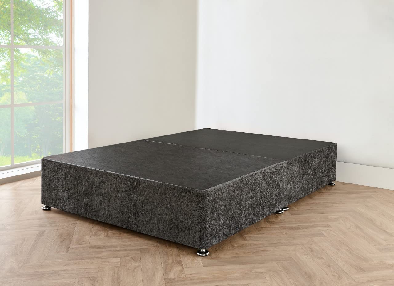 Charcoal Chenille Divan Bed Base with Storage - Available in 3ft, 4ft ...