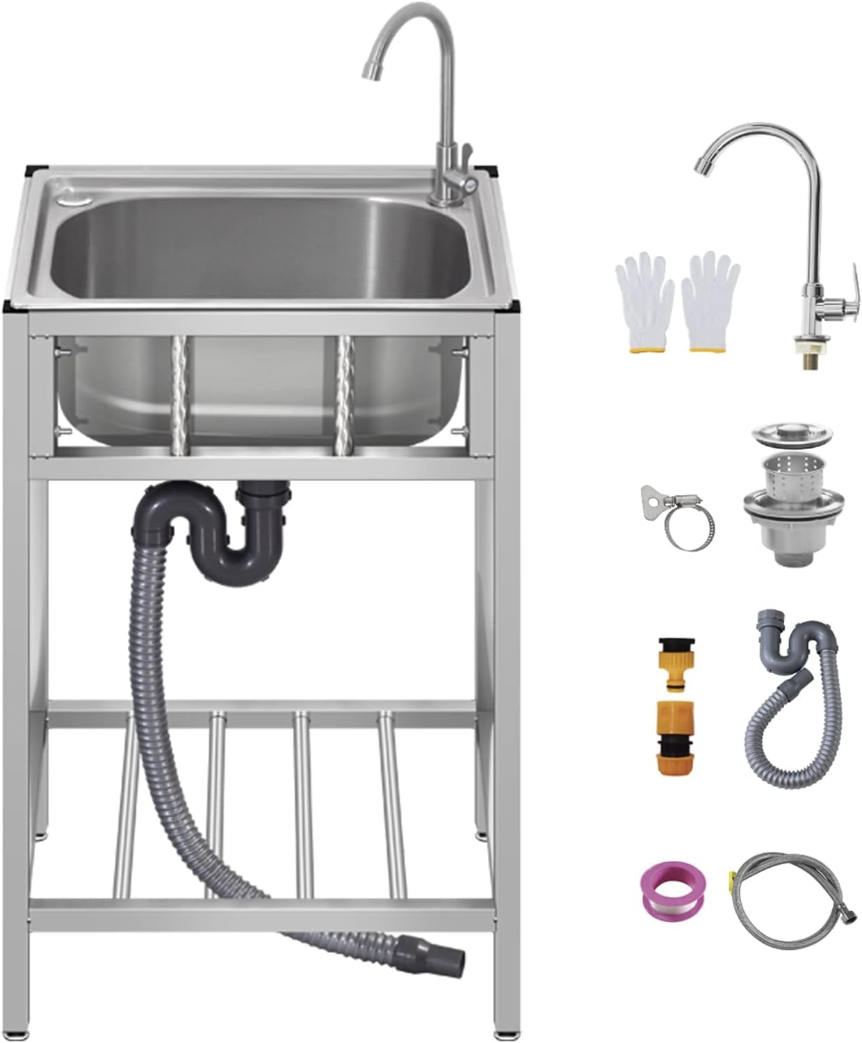 Amazon｜サンカ 錆びにくいステンレス製 シンクが深い 簡易流し台 屋外 アウトドア用 600 SK-0600 日本製 シルバー 幅60cm｜キッチンクロス オンライン通販