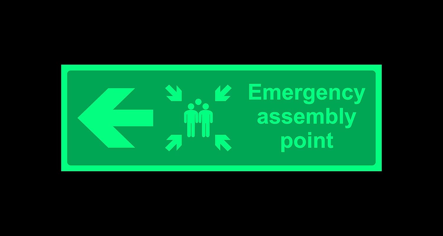 Emergency assembly point directional sign Left arrow Safety sign - 1 ...