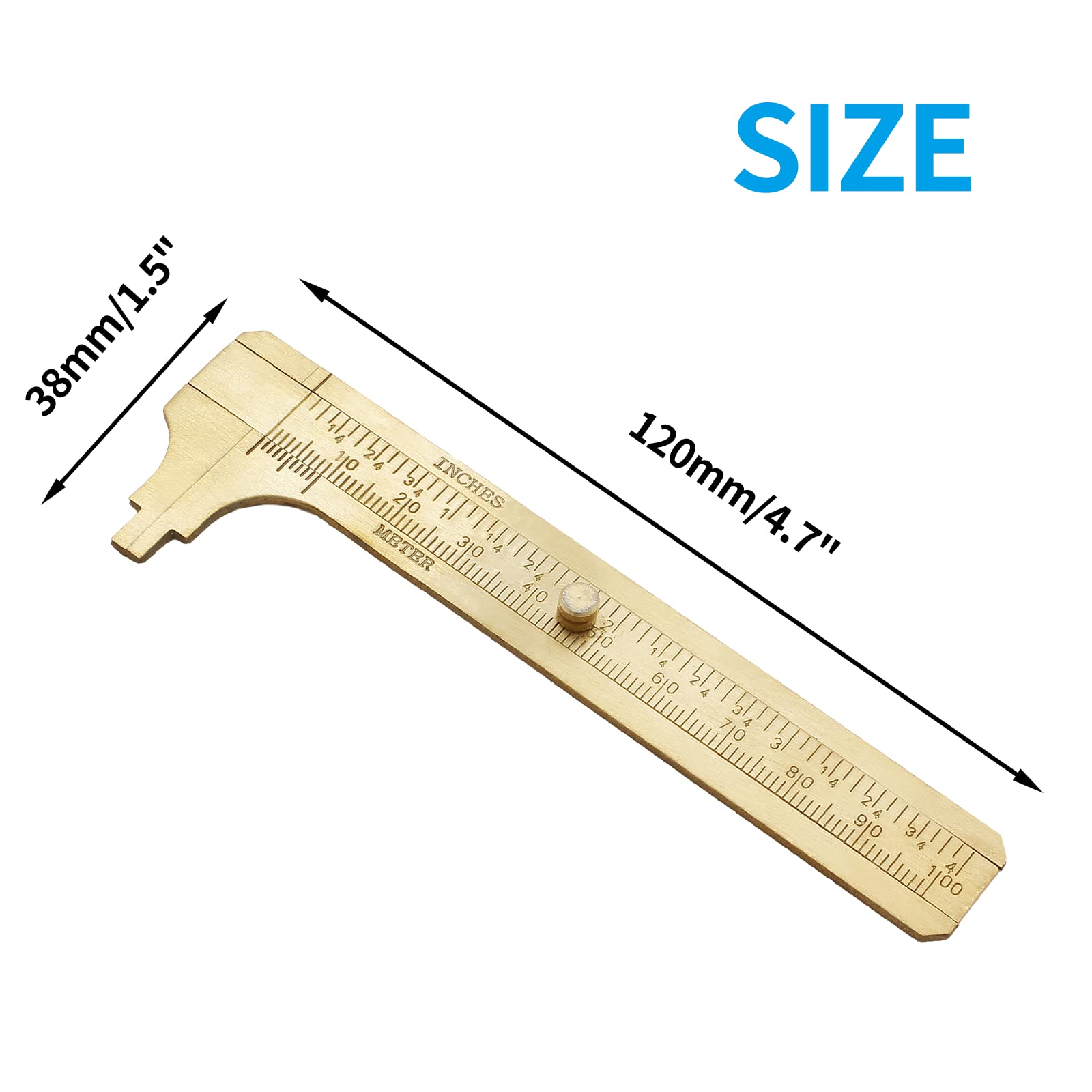 Snapklik.com : Kyuionty Brass Pocket Vernier Caliper Ruler, Sliding ...