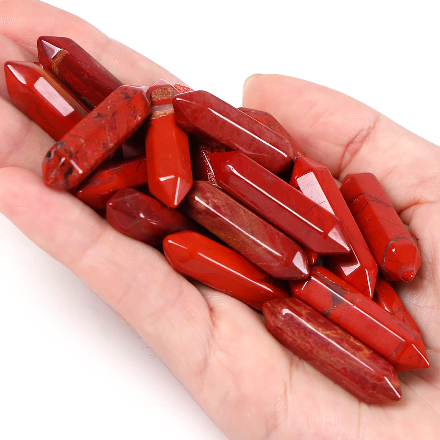 Amazon.com: 10 PCS Red Jasper Crystals Wands Polished Stones Bulk Natural Healing Crystal ...