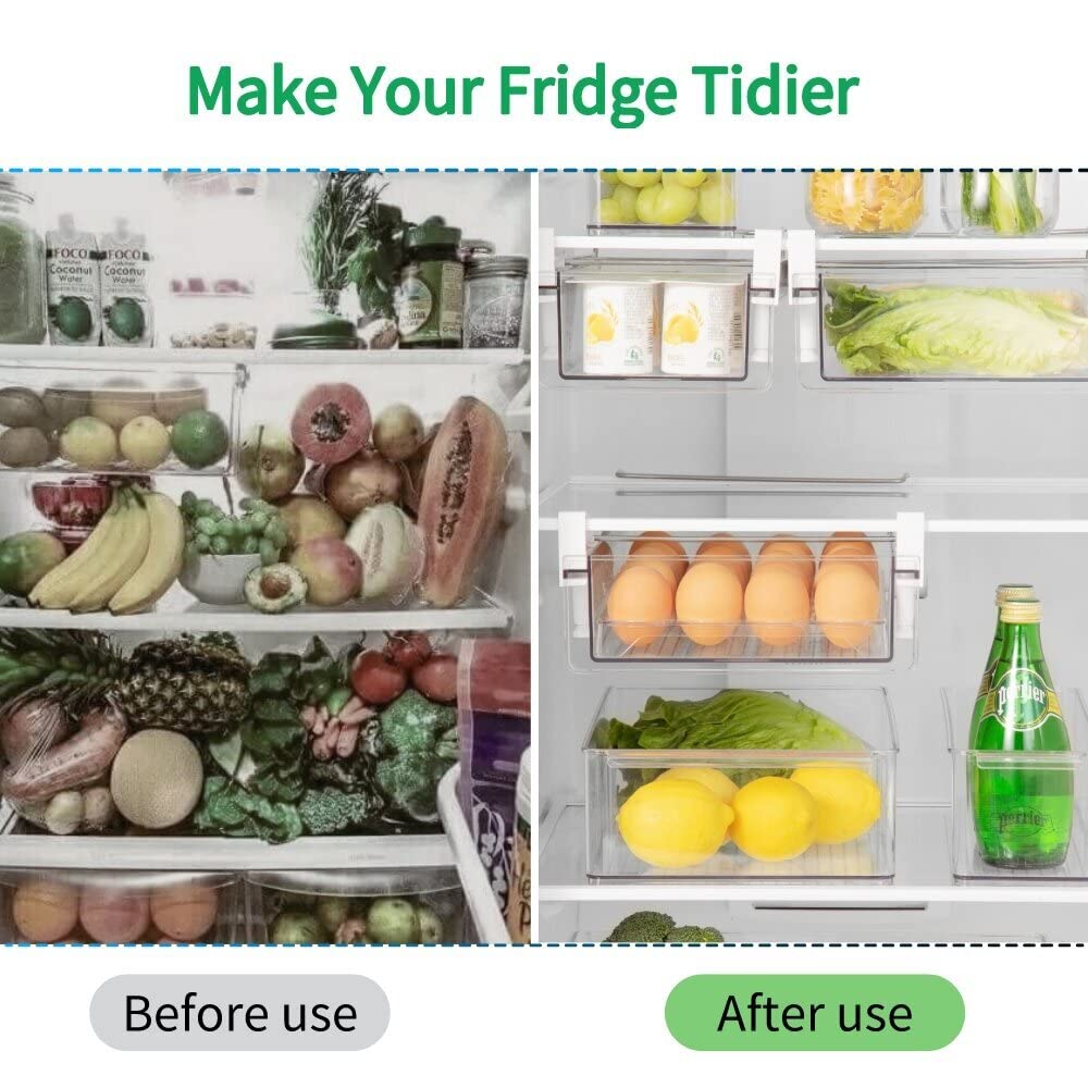Snapklik.com : Vacane Refrigerator Organizer Bins, Clear Plastic Fridge ...