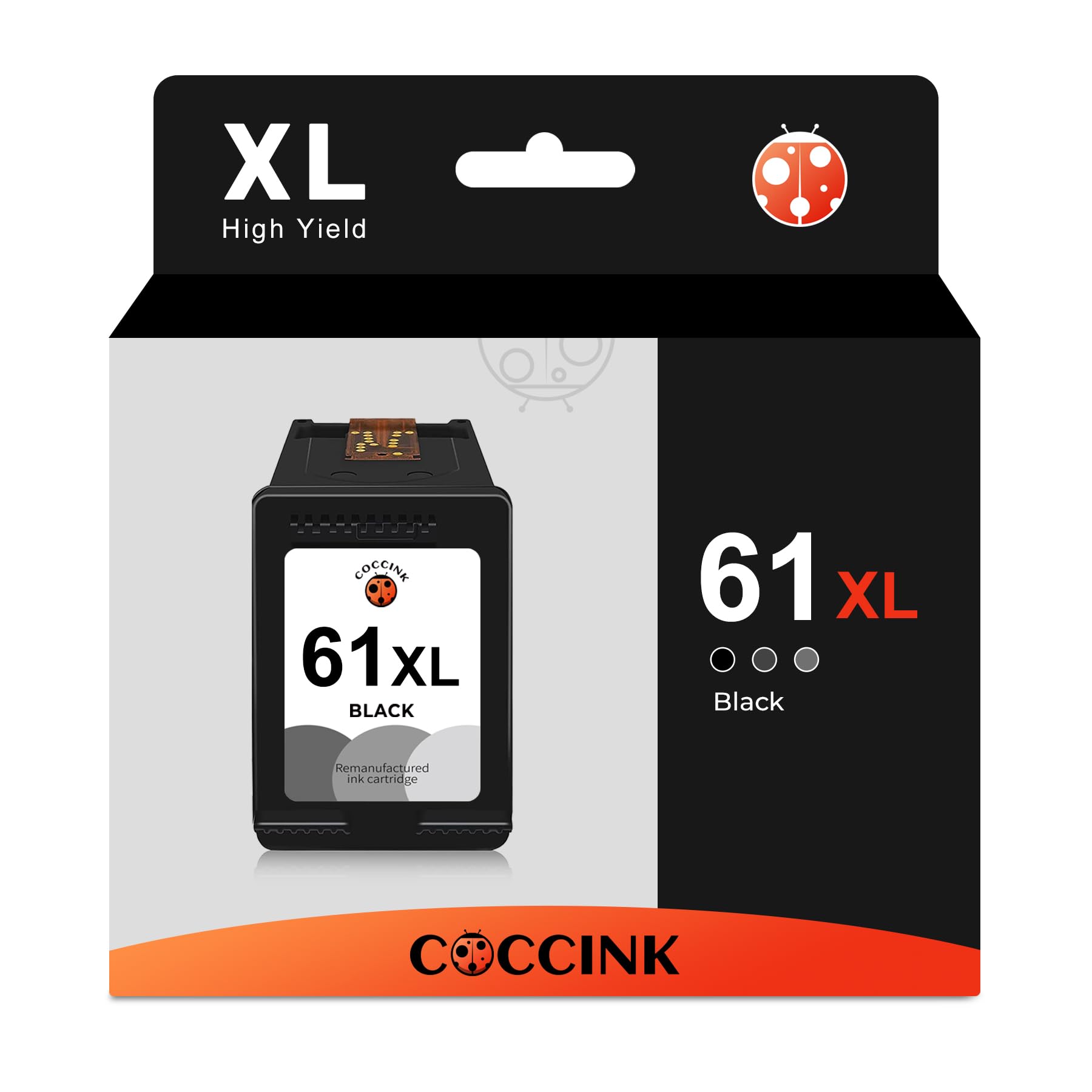 COCCINK 61XL Black Ink Cartridge Work with HP 61 XL Envy 4500 5530 4502 ...