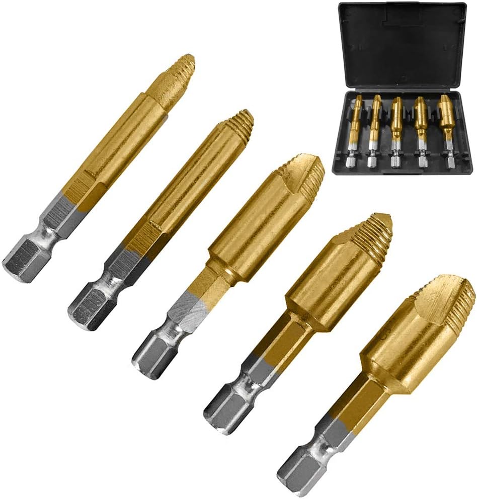 Stripped Screw Remover - Damaged Screw Extractor Kit Set,5 Pcs Easy Out ...