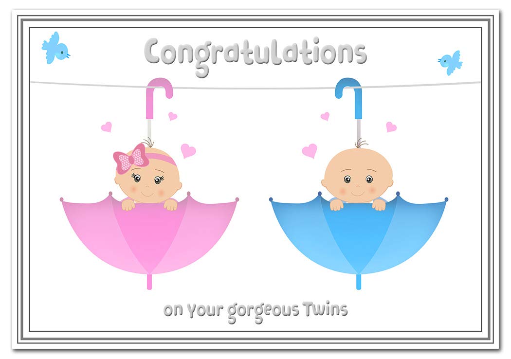 Buy Twin Birth Card – Newborn Twins - New Baby Boy and Baby Girl ...