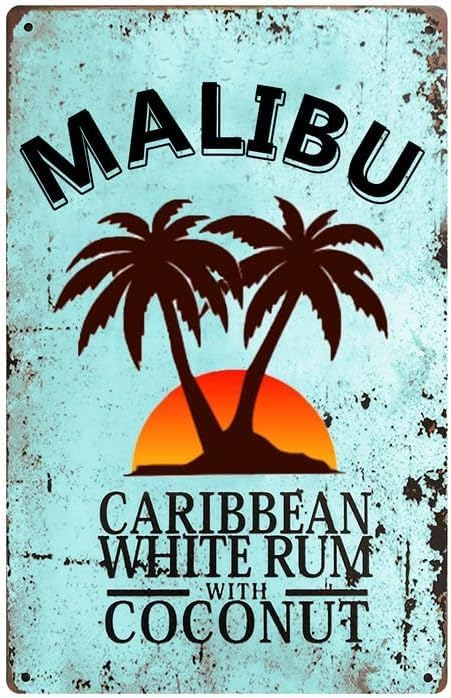 Amazon.com: Malibu Caribbean White Rum with Coconut Metal Sign ...