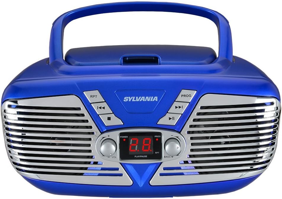 Amazon.com: SYLVANIA SRCD211-BLUE Retro Portable CD Radio Boombox (Blue ...