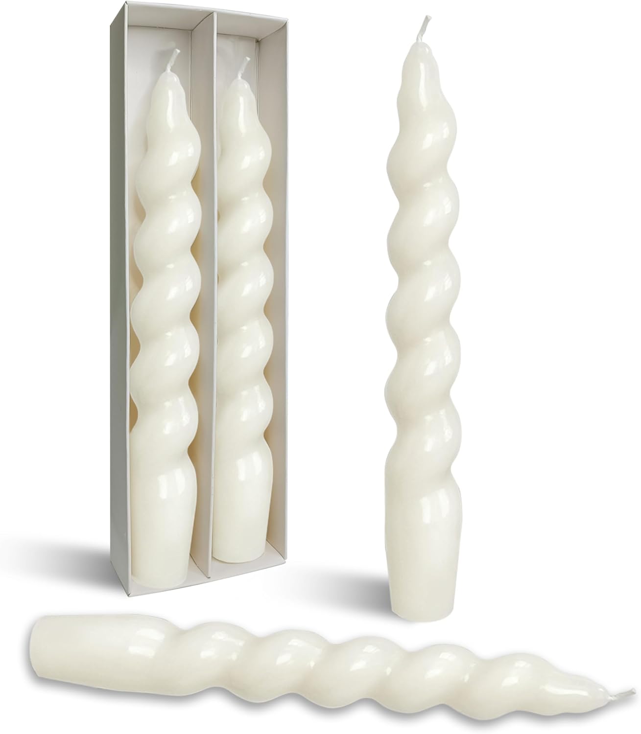 Amazon.com: Spiral Taper Candle Milk White Unscented Twisted ...